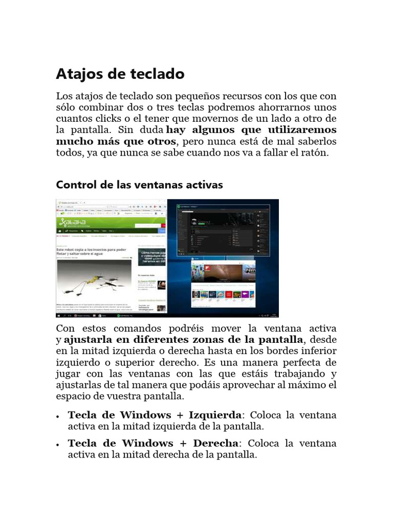 Atajos de Teclado WINDOWS | PDF | Ventana (informática) | Windows 10