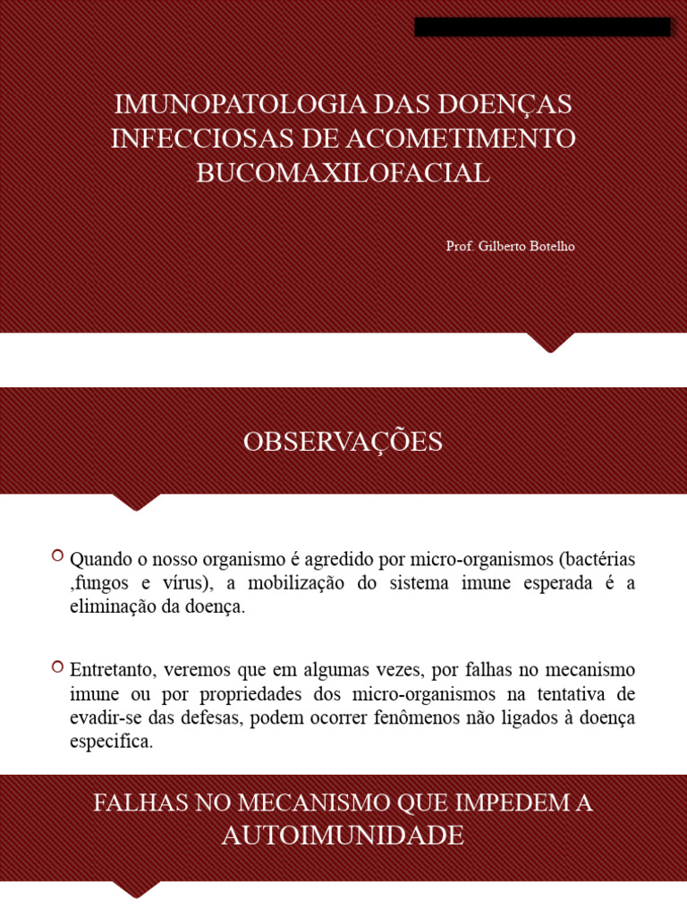 Imunopatologia Das Doenças Infecciosas de Acometimento Bucomaxilofacial ...