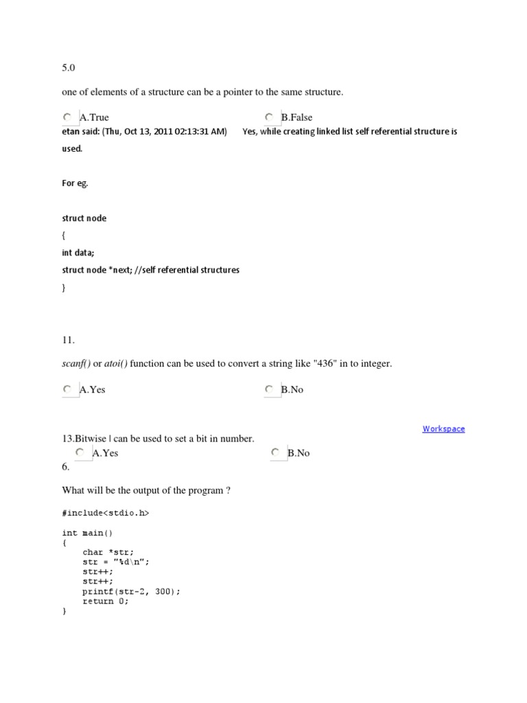 5.0 One of Elements of A Structure Can Be A Pointer To The Same ...