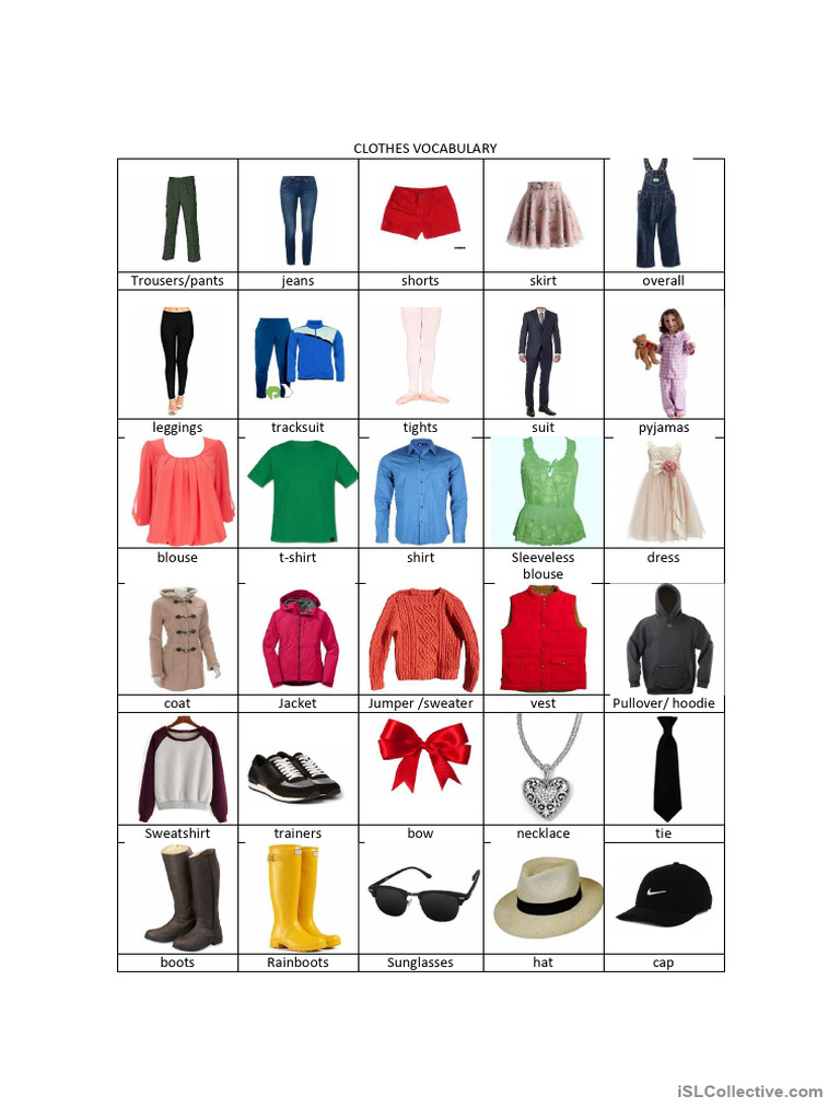Clothes Vocabulary | PDF