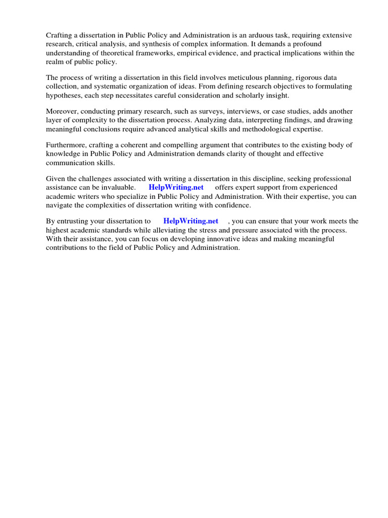 Dissertation in Public Policy and Administration | PDF | Thesis | Policy