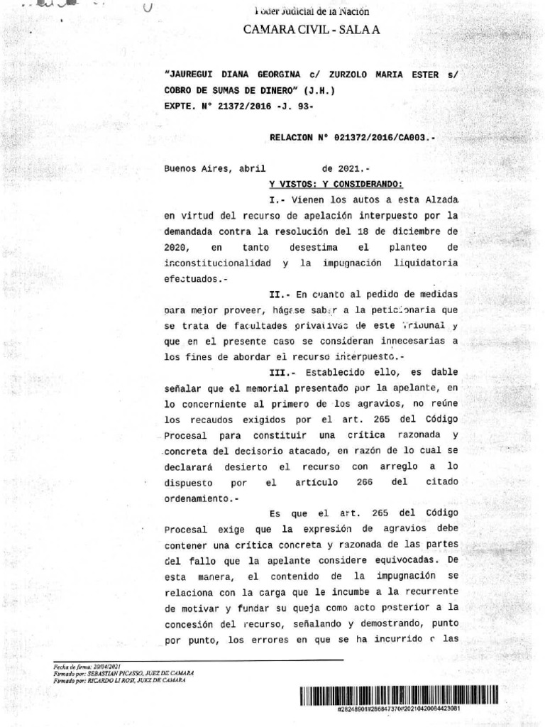 Fallo Camara Civil - Sala A - Jauregui, D. G. Contra Zurzolo, M E Sobre ... Fallo Camara Civil - Sala A - Jauregui, D. G. Contra Zurzolo, M E Sobre ...