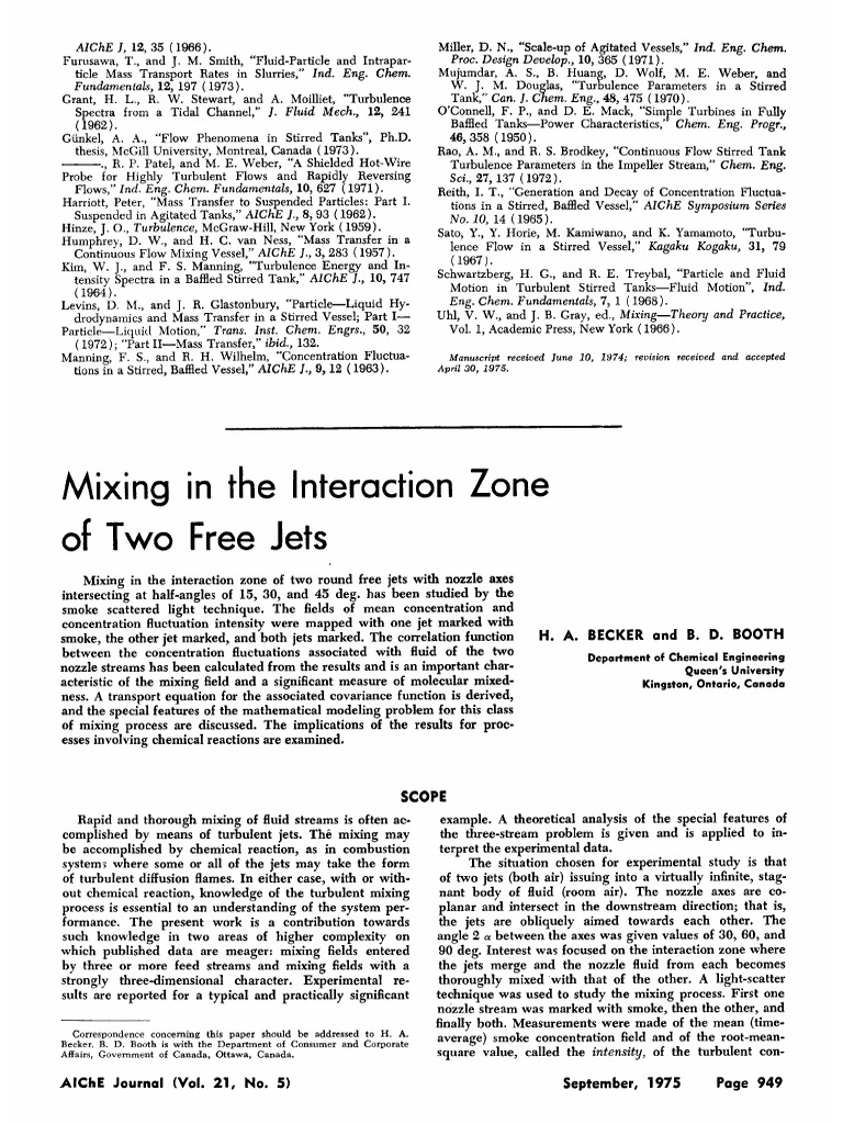 Mixing in The Interaction Zone of Two Jets: J, J. J. J | PDF | Nozzle | Turbulence