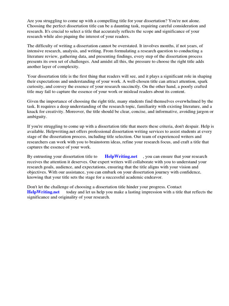 How To Choose A Dissertation Title | PDF | Thesis | Essays