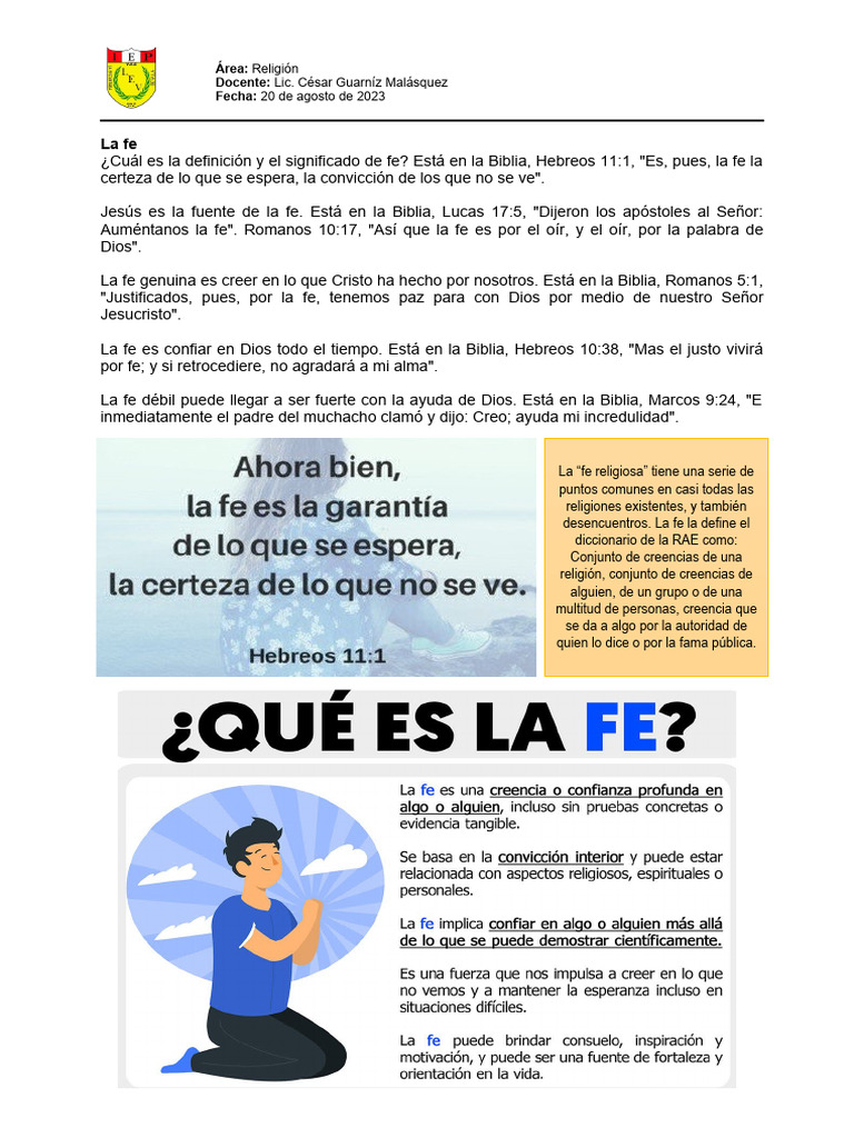 Significado y Definición de la Fe | PDF