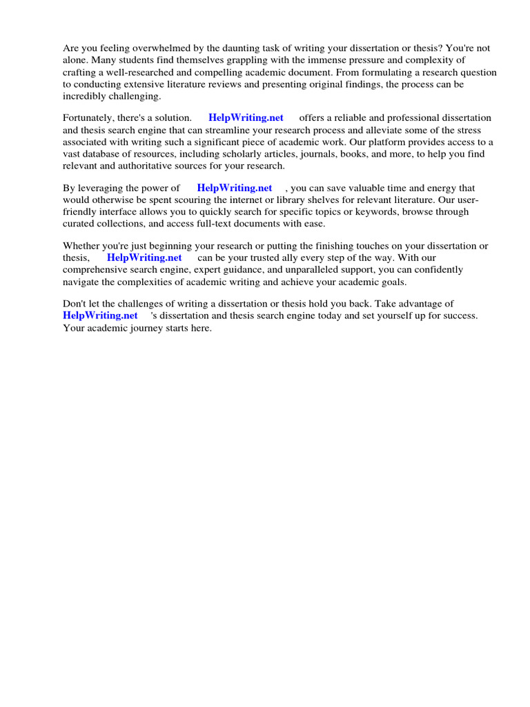 Dissertation and Thesis Search Engine | Download Free PDF | Thesis | Doctor Of Philosophy