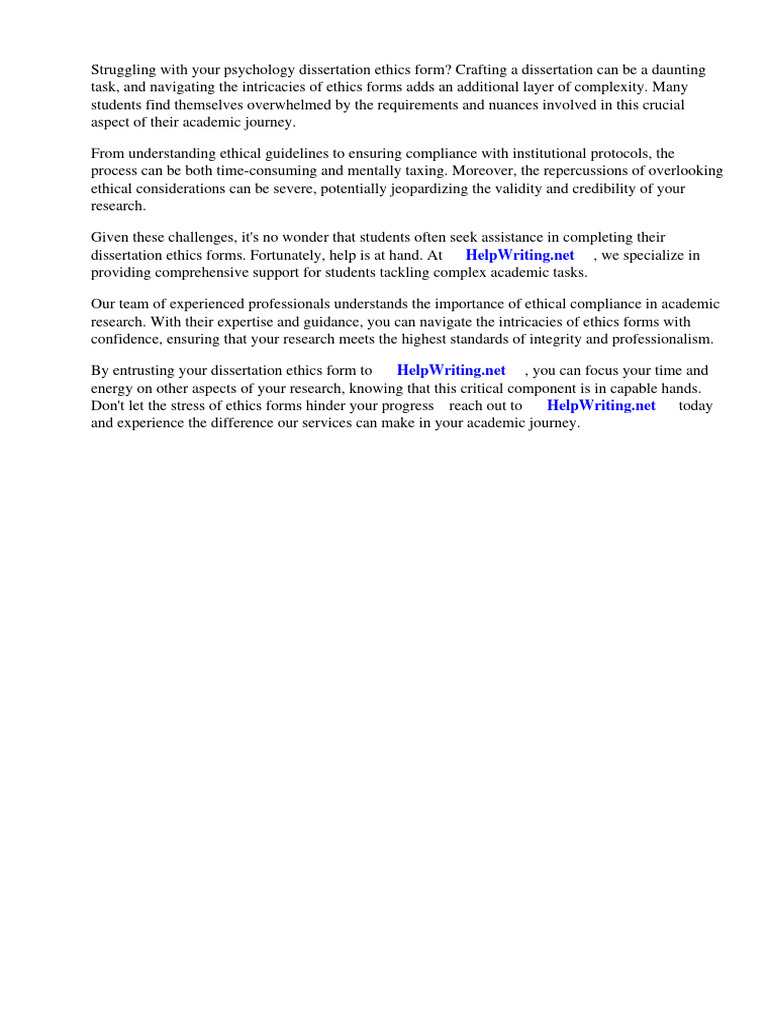 Psychology Dissertation Ethics Form Example | PDF | Informed Consent | Nursing
