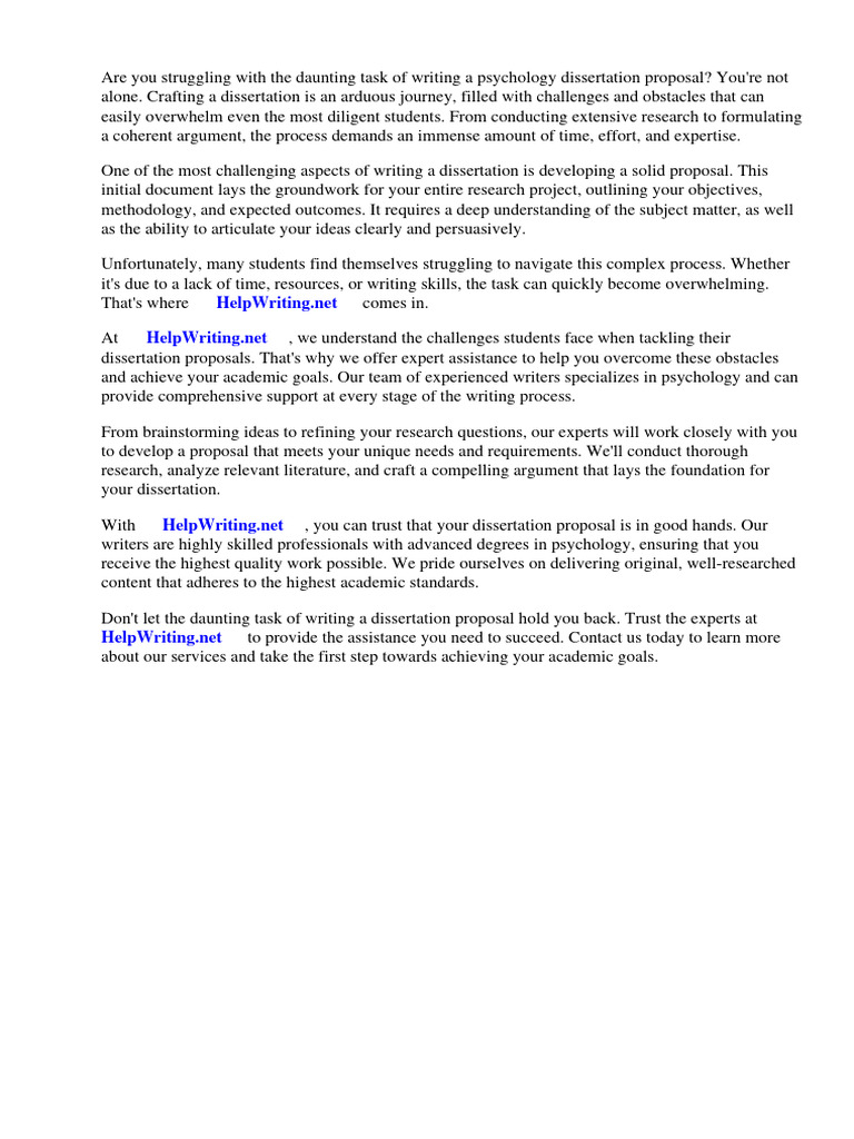 Psychology Dissertation Proposal | PDF | Psychology | Thesis