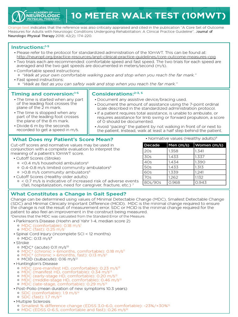 10mwt Pocket Guide Proof8 | PDF | Walking | Physical Therapy