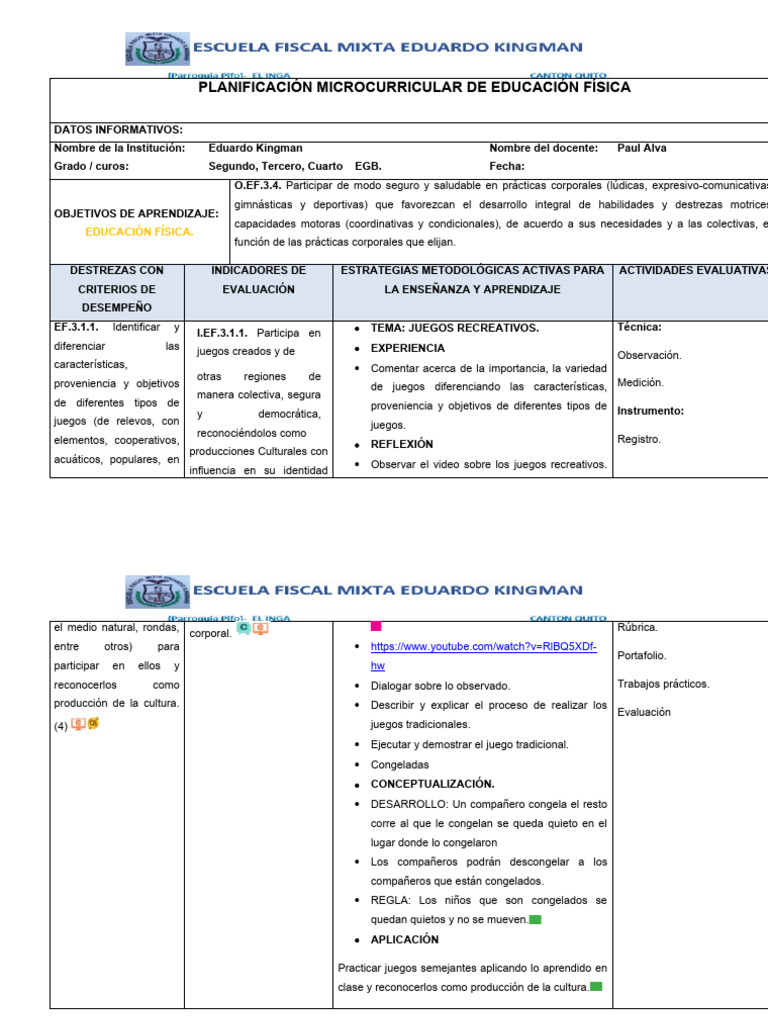 2DO 3ro 4to - MICRO - ED. FISICA | PDF