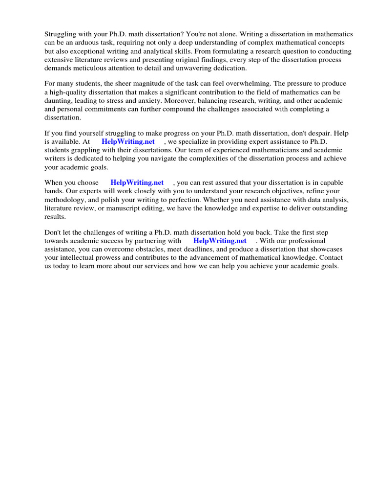 PHD Math Dissertation | PDF | Thesis | Doctor Of Philosophy