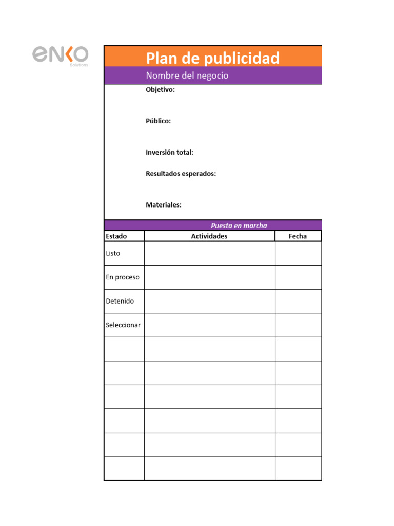Descargable Plan de Publicidad V3.xlsx - Plan de Publicidad | PDF
