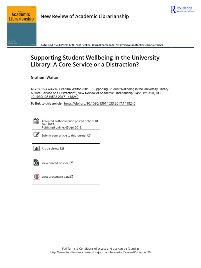 Supporting Student Wellbeing in The University Library: A Core Service ...