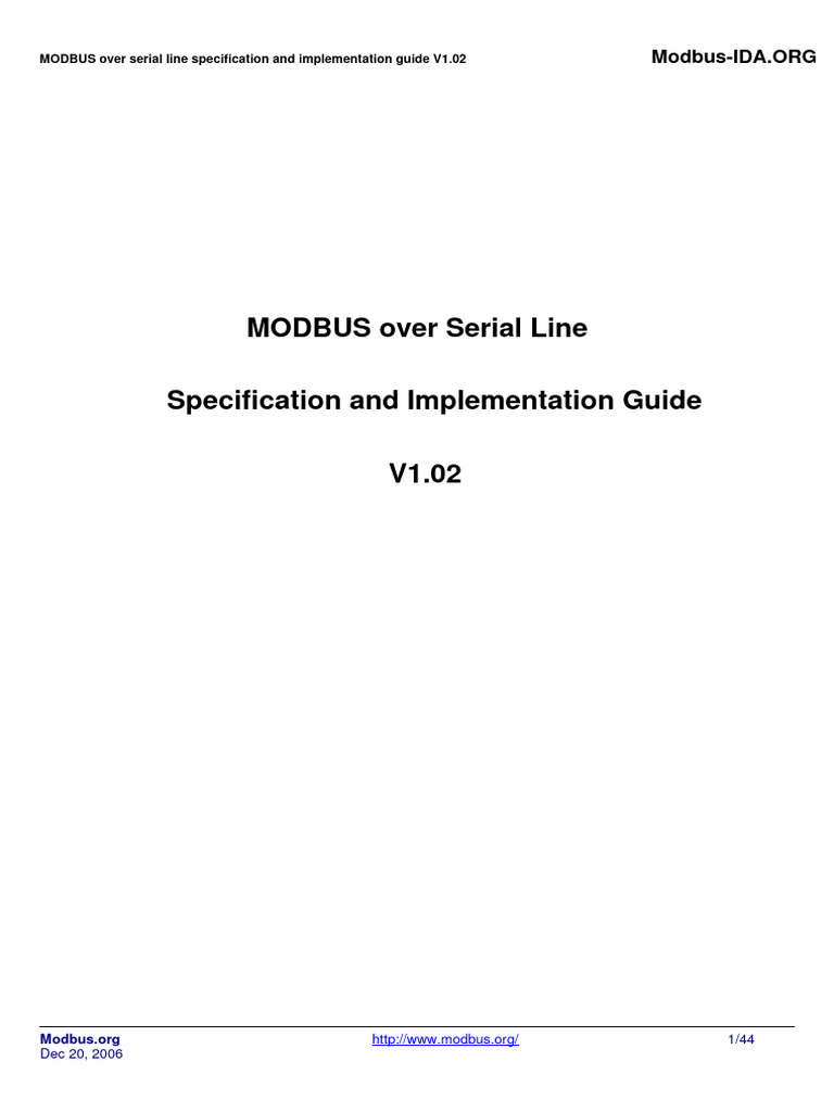 MODBUS Over Serial Line Specification An-3 | PDF | Osi Model | Network ...