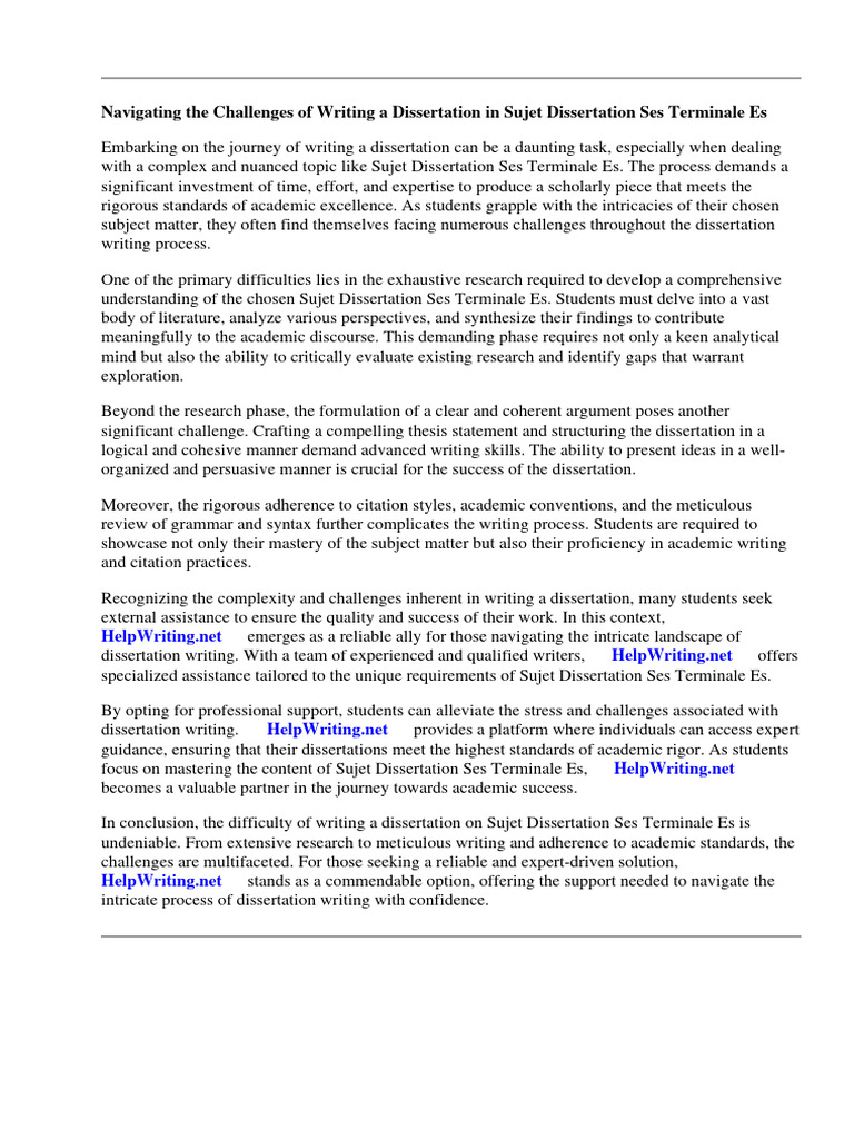 Sujet Dissertation Ses Terminale Es | PDF | Career & Growth