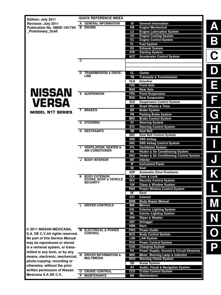 2012 Nissan Versa Service Manual | PDF | Brake | Minute And Second Of Arc