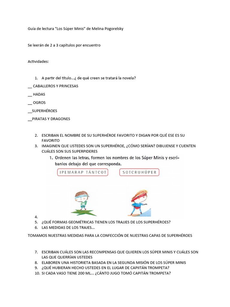 Actividades para "Los Súper Minis" | PDF