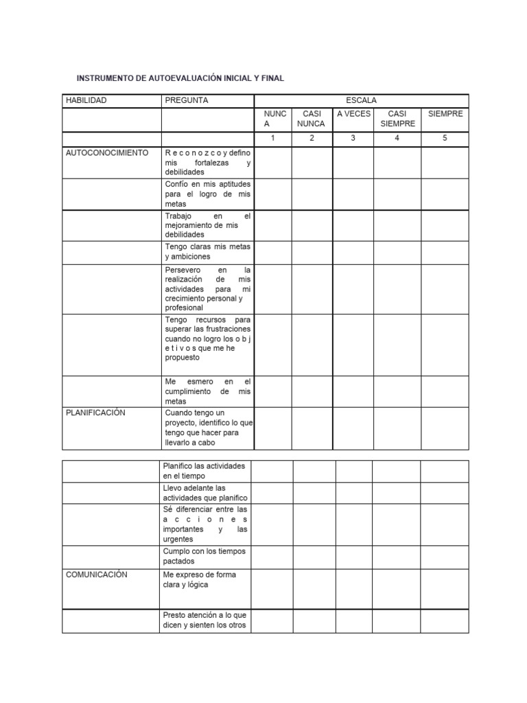 Instrumento de Autoevaluación Inicial y Final Respuesta | PDF | Toma de ... Instrumento de Autoevaluación Inicial y Final Respuesta | PDF | Toma de ...
