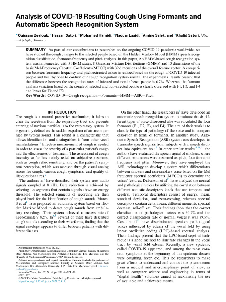 1 s2.0 S0892199721001879 Main | PDF | Speech Recognition | Cough
