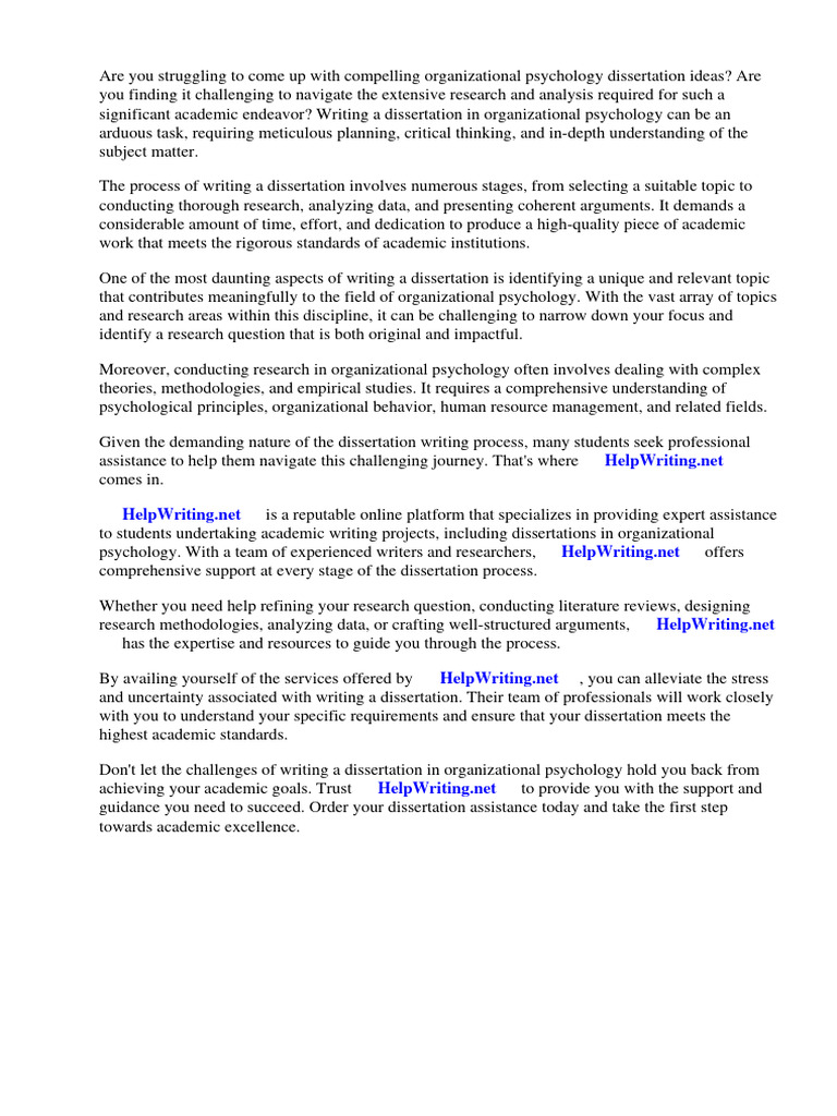 Organisational Psychology Dissertation Ideas | PDF | Psychology ...