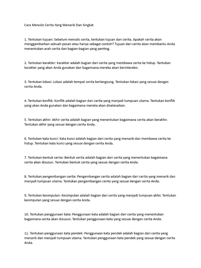 Cara Menulis Cerita Yang Menarik Dan Singkat Pdf