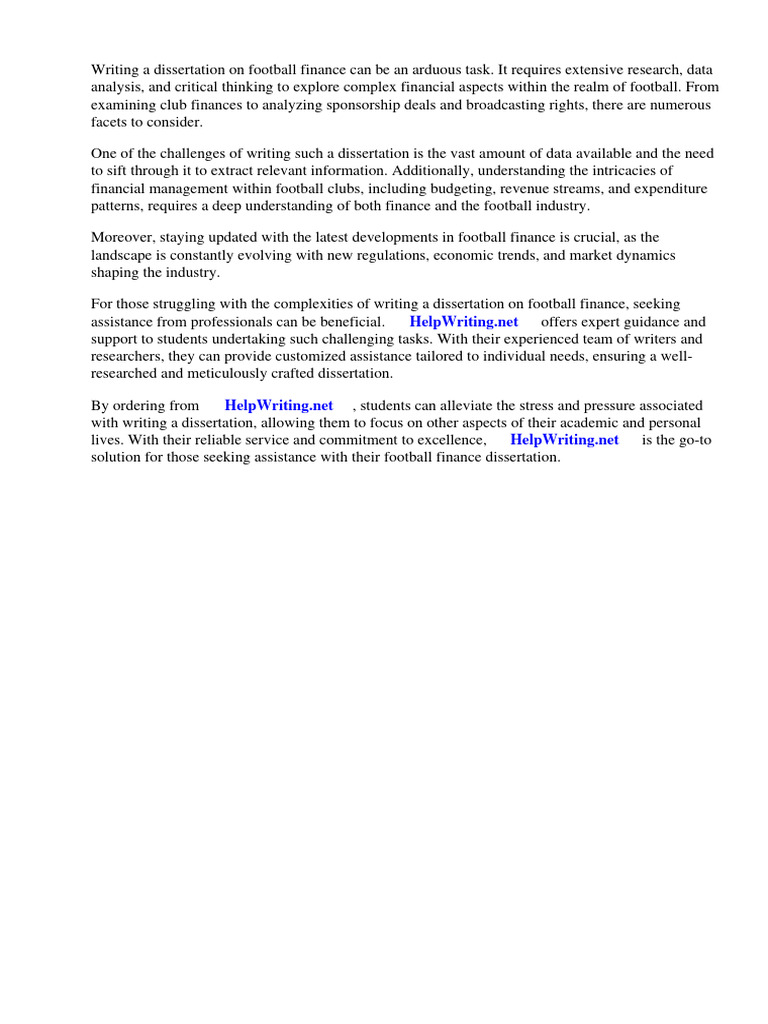Football Finance Dissertation Topics | PDF | Banks | Investing
