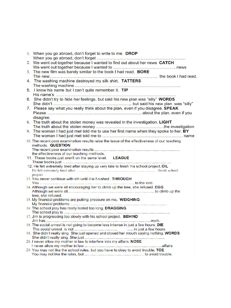 Key Word Transformations | PDF