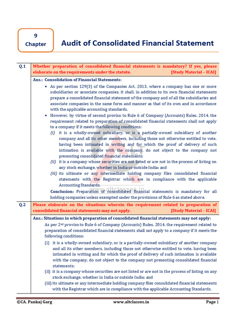 Audit of Consolidated Financial Statement | PDF | Audit | Financial ...