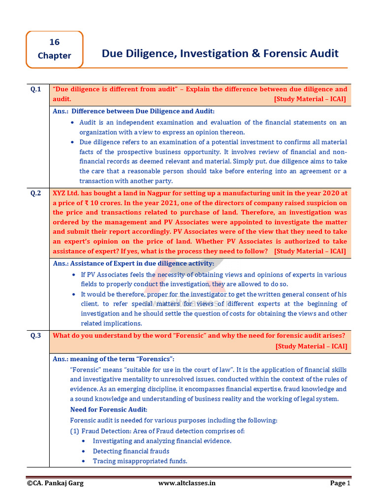 Due Diligence, Investigation, Forensic Audit | PDF | Finance & Money ...