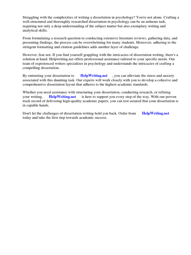 Example Psychology Dissertation Layout Pdf Psychology Thesis