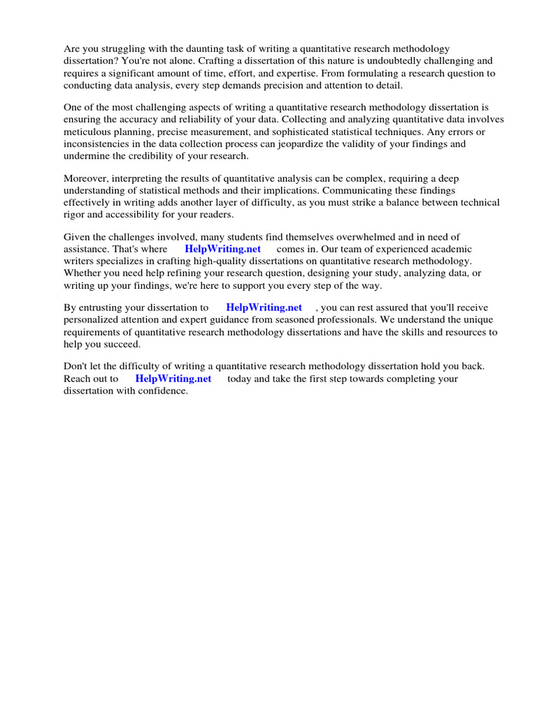 Quantitative Research Methodology Dissertation Example | PDF ...