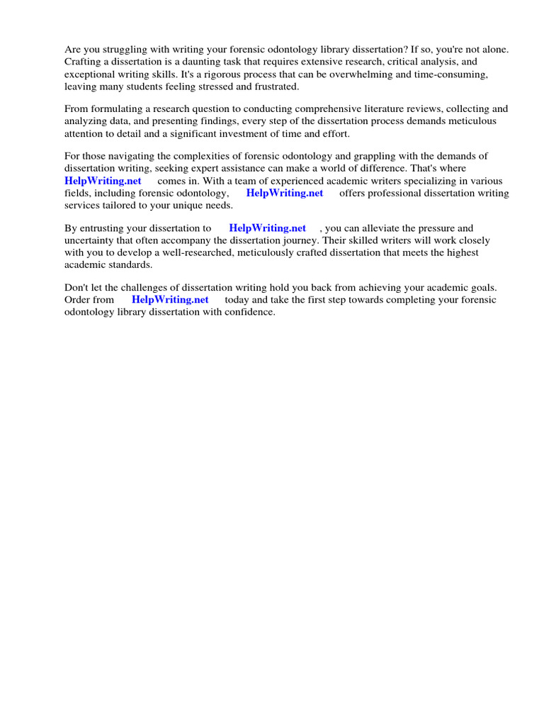 Forensic Odontology Library Dissertation | PDF | Dentistry | Forensic ...
