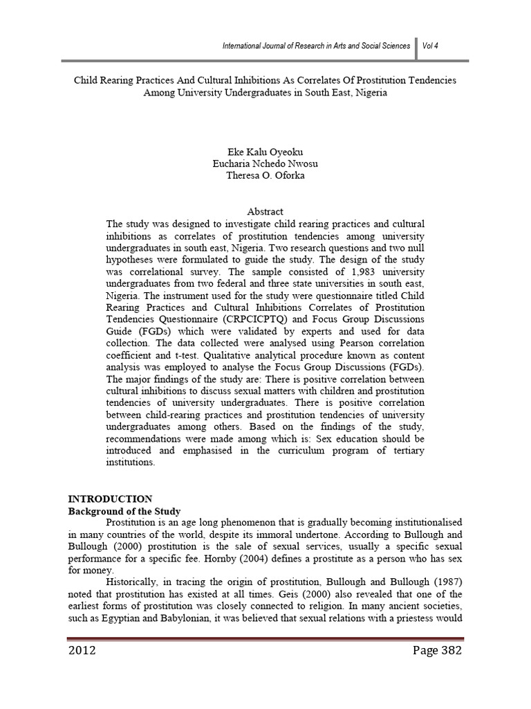 Child Rearing & Prostitution in SE Nigeria | PDF | Social Science