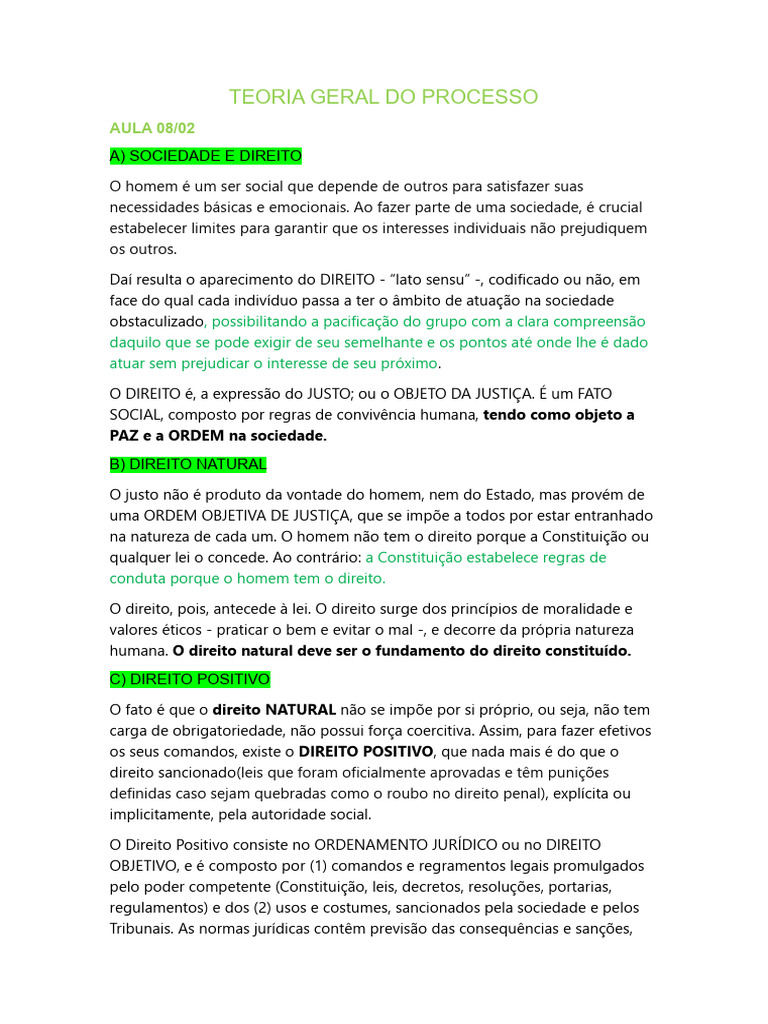 TEORIA GERAL DO PROCESSO | PDF
