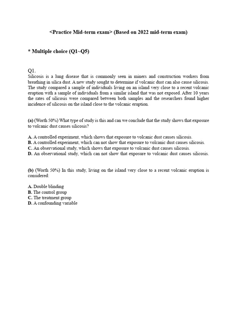 Stat 205 Practice Mid-Term Exam | PDF | Teaching Methods & Materials