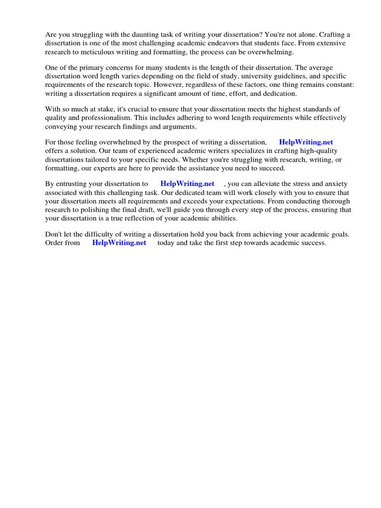 Average Dissertation Word Length | PDF