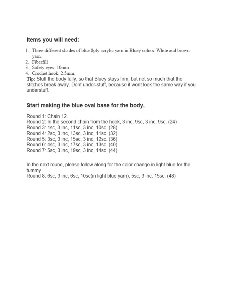 bluey crochet | PDF | Crochet | Textile Arts
