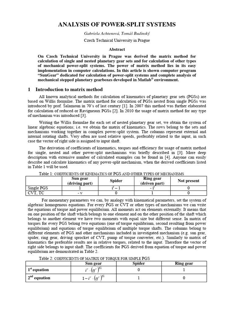 Analysis of Power-Split Systems | PDF | Matrix (Mathematics) | Matlab