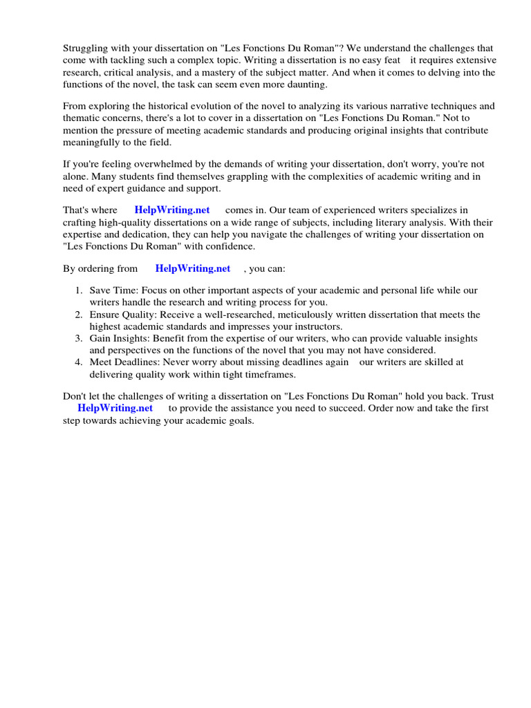 Dissertation Sur Les Fonctions Du Roman | PDF | Thesis | Scribd