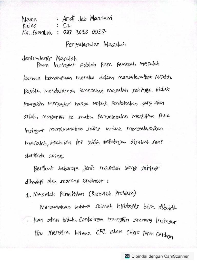 Tugas Dasar-Dasar Rekayasa Dan Desain (DDRD) Tentang Penyelesaian ...