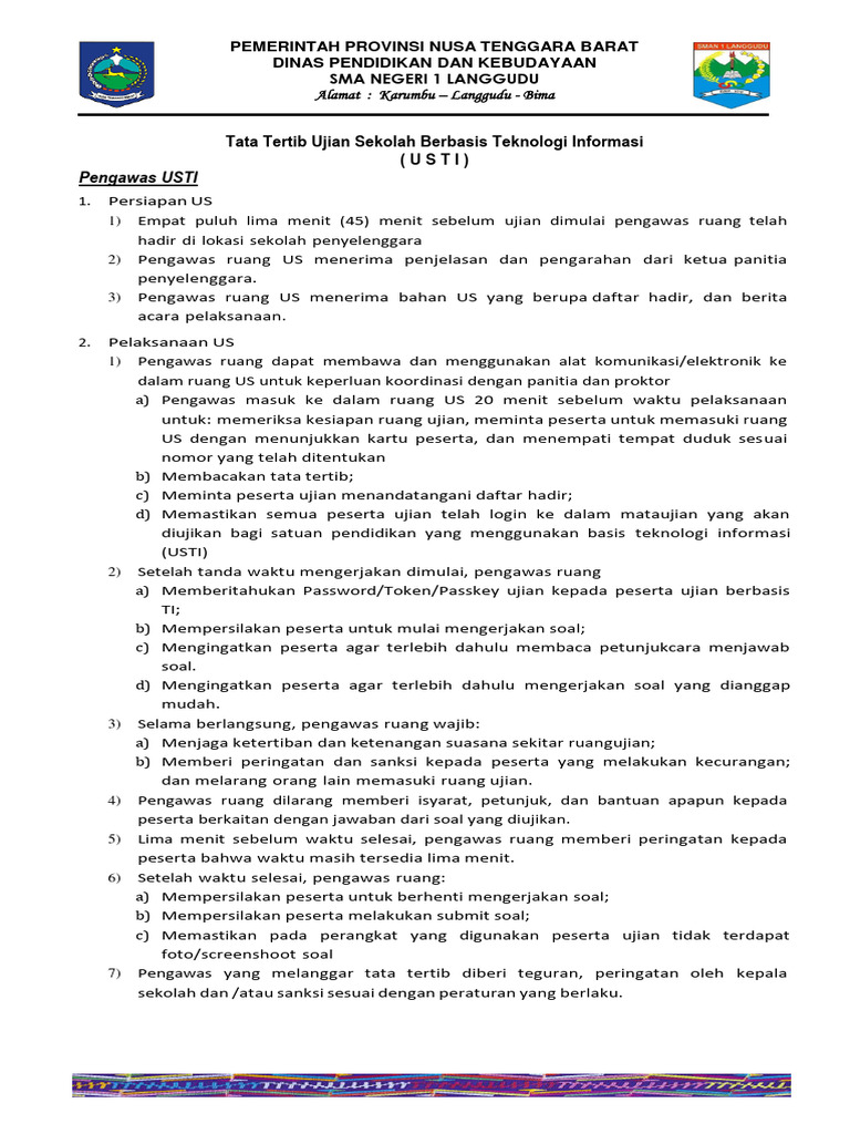 Tata Tertib Pelaksanaan USTI | PDF