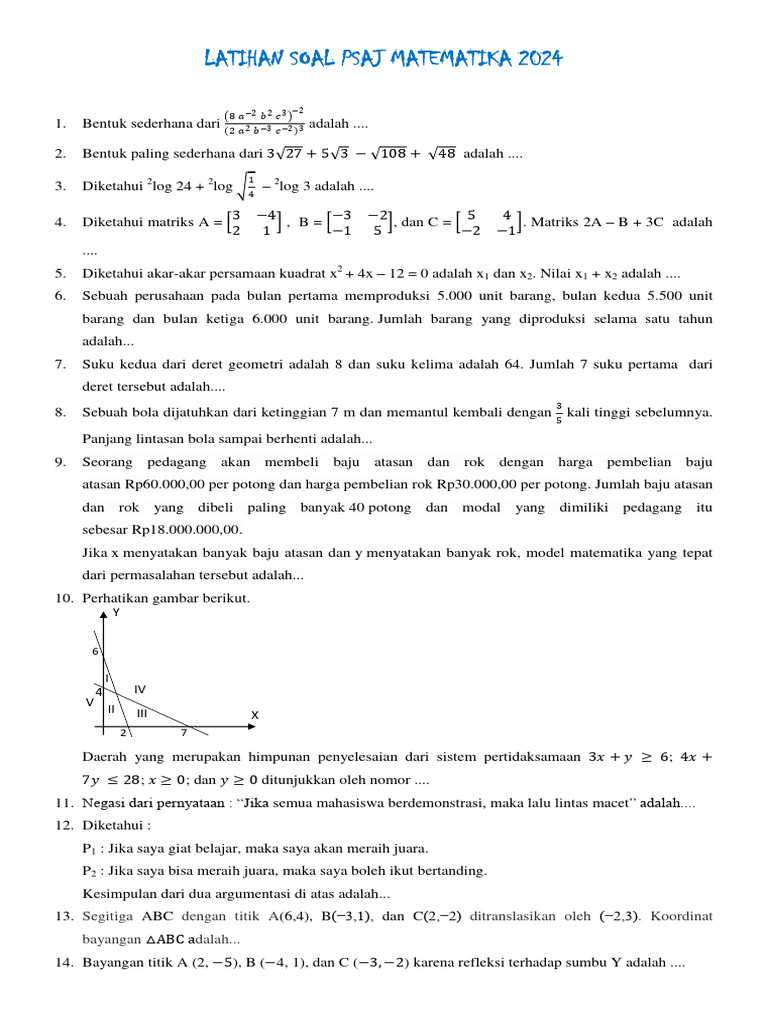Lat Soal Psaj MTK 2024 | PDF