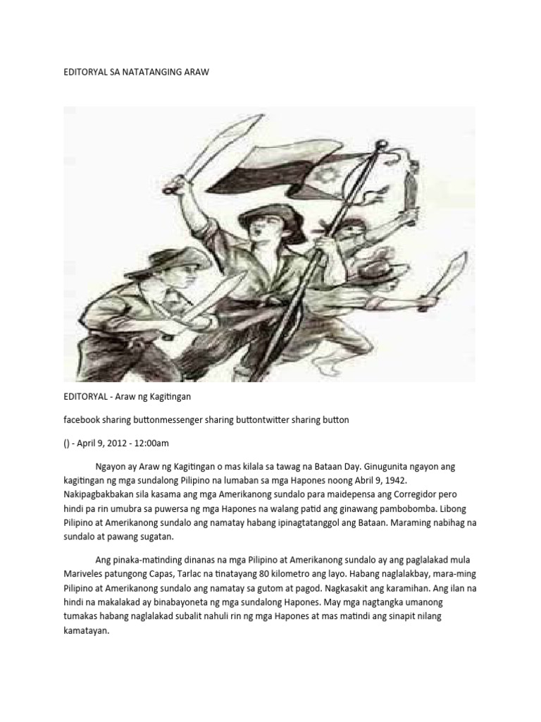 Editoryal Sa Natatanging Araw - Araw NG Kagitingan | PDF