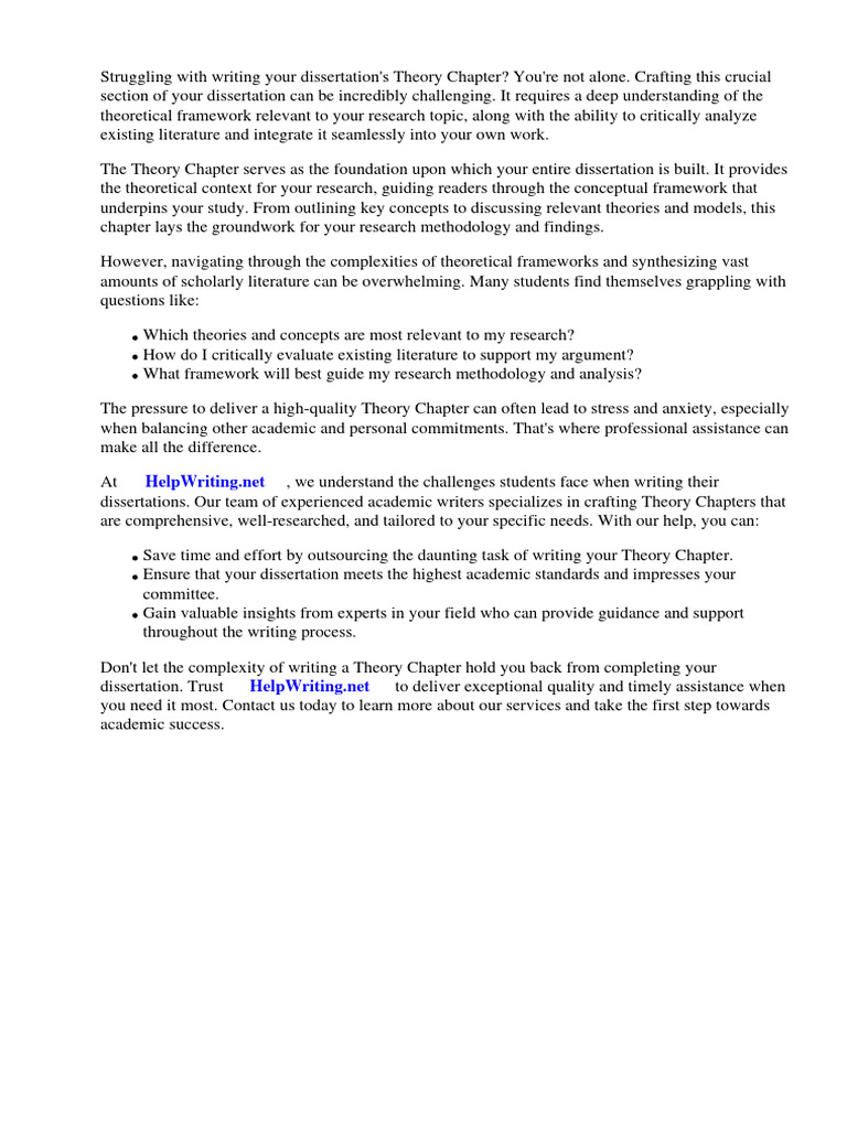 Dissertation Theory Chapter Help | PDF | Methodology | Thesis