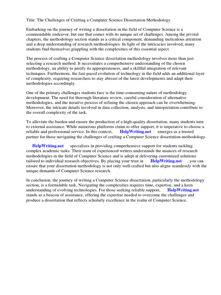 Computer Science Dissertation Methodology | PDF | Thesis | Computer Science