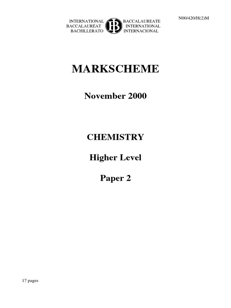 IB Chemistry HL Markscheme | PDF | Chemical Bond | Hydroxide