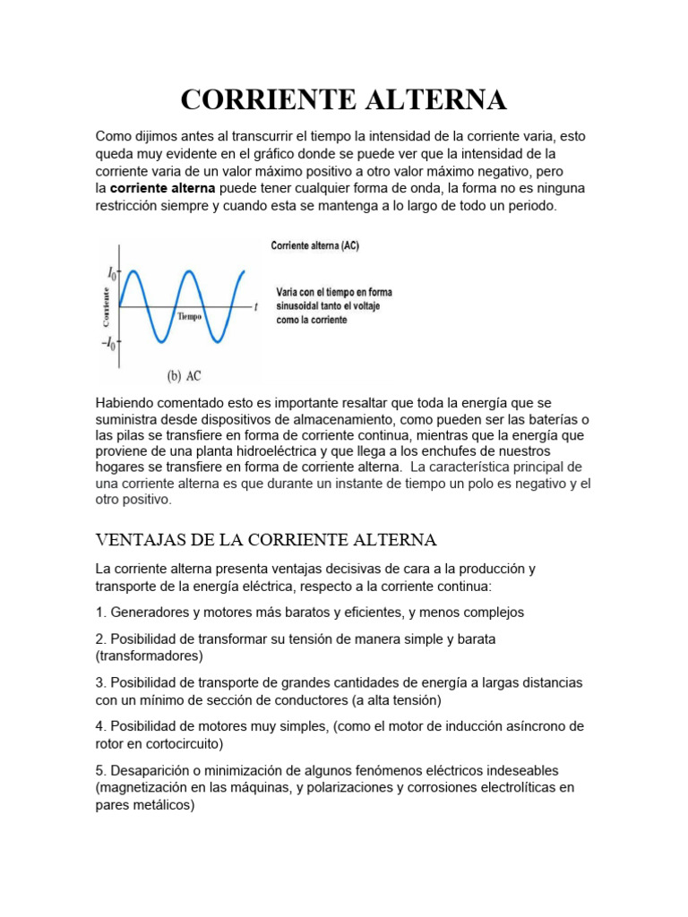 Corriente Alterna | PDF | Corriente eléctrica | Corriente alterna