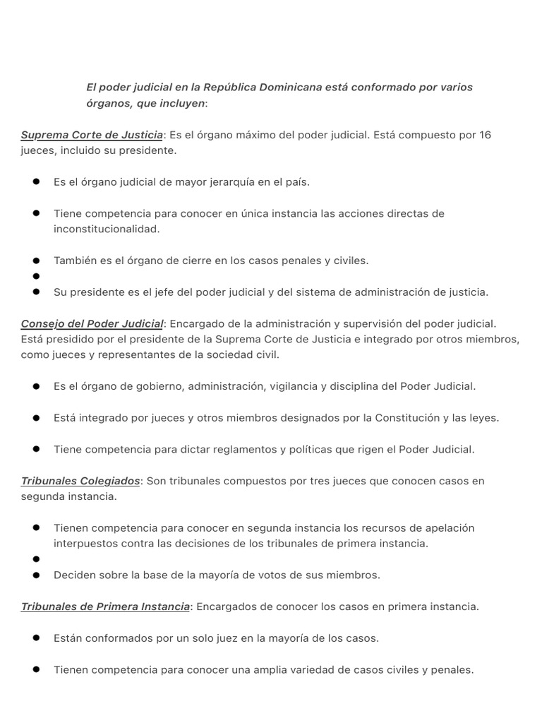 Estructura del Poder Judicial en RD | PDF | Judicaturas | Constitución