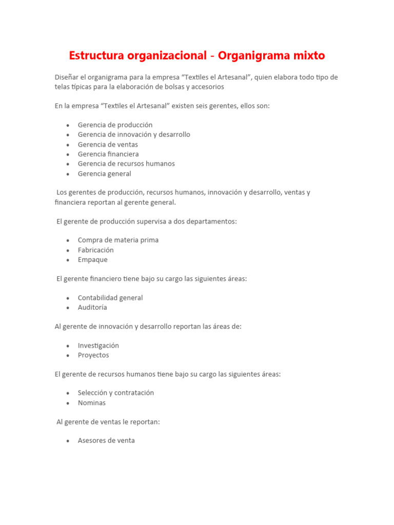 CONTENIDO Estructura organizacional mixto y vertical | PDF
