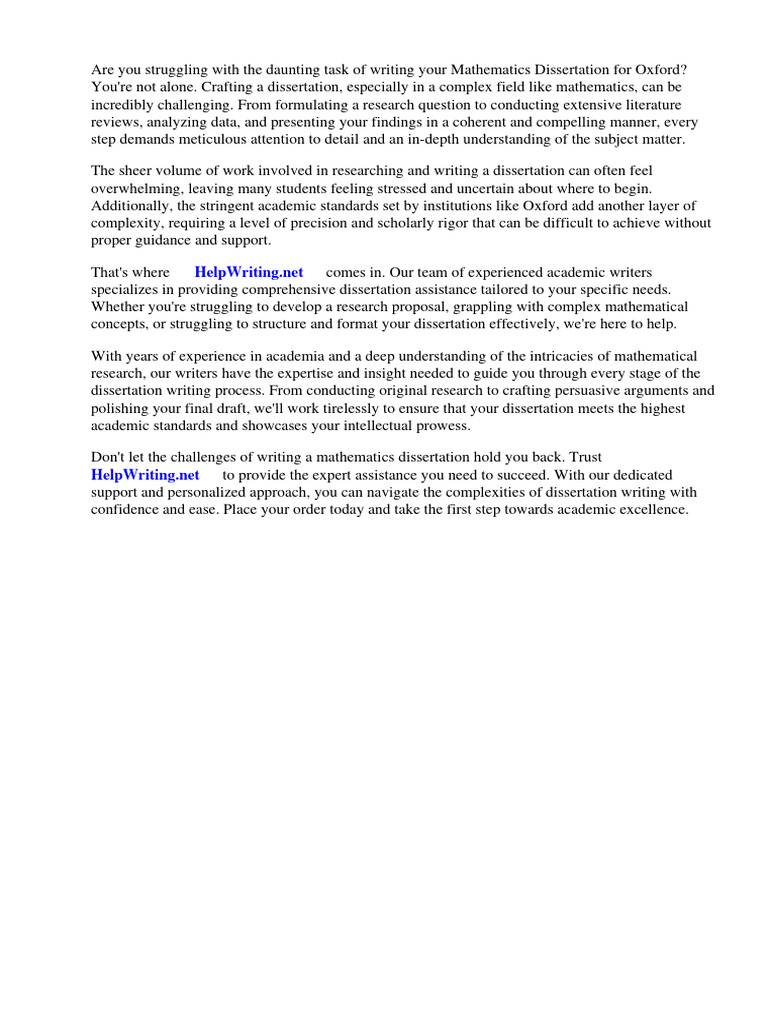 Mathematics Dissertation Oxford | PDF | Thesis | Mathematics